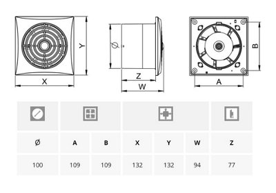 Silent Bathroom Extractor Fan 100mm / 4" Timer Humidity Sensor