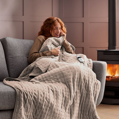 SILENTNIGHT COMFORT CONTROL HEATED THROW - 120 X 160 - NATURAL