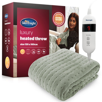 SILENTNIGHT COMFORT CONTROL HEATED THROW - 120 X 160 - SAGE