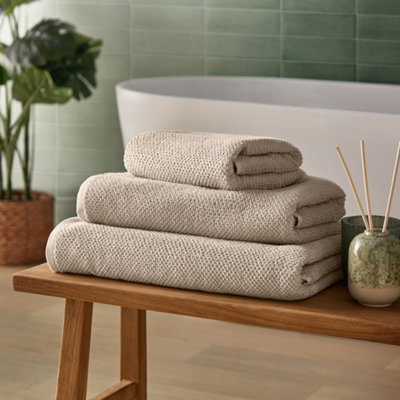 SILENTNIGHT POPCORN WAFFLE - BATH TOWEL - NATURAL