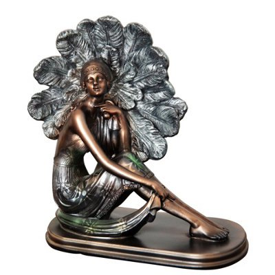 Silhouette Collection Lady Figurine Bronze & Teal