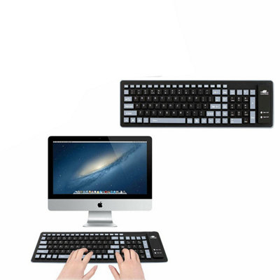 Silicon Wireless Bluetooth Keyboard - Black