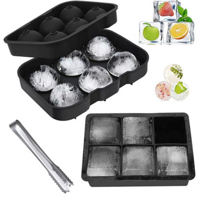 Silicone Ice Cube Tray Set - Make 6 Giant Cubes & 6 Ice Balls for ...