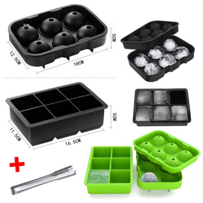 Silicone Ice Cube Tray Set - Make 6 Giant Cubes & 6 Ice Balls for ...