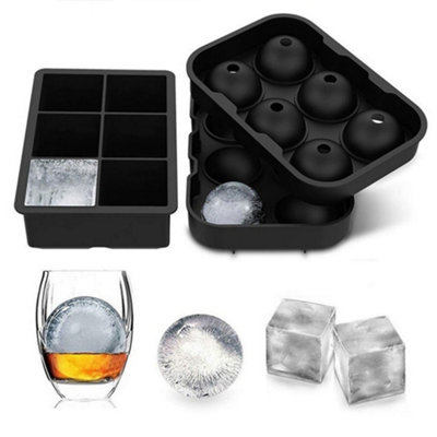 Silicone Ice Cube Tray Set - Make 6 Giant Cubes & 6 Ice Balls for ...