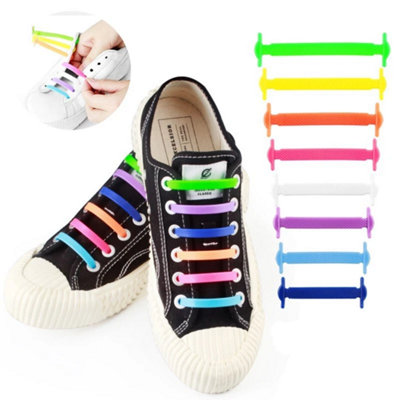 Silicone Shoe Laces No Tie Easy Elastic Rubber Shoelaces for Adults - Black