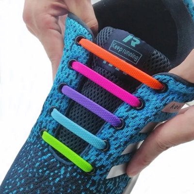 Silicone Shoe Laces No Tie Easy Elastic Rubber Shoelaces for Adults - Black
