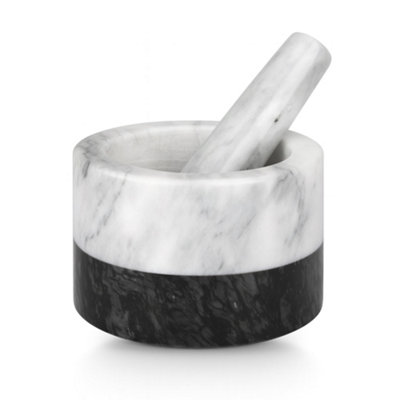 Silk Route Home Black & White Marble Pestle & Mortar Set