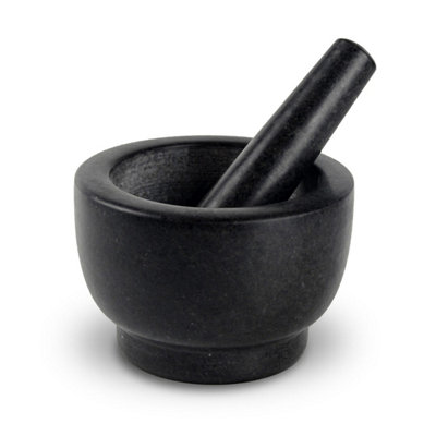Silk Route Home Polished Black Granite Pestle & Mortar With Base Set