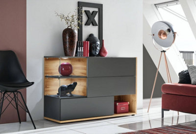 Silk Sideboard Cabinet in Anthracite - Sleek Sideboard with LED ...