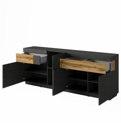Silke 25 Sideboard Cabinet in Matera & Wotan Oak - Modern with Two ...