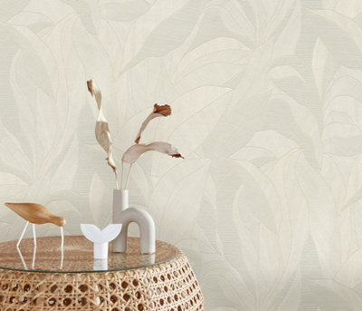 Silvana - Textured Embossed Wallpaper in Beige