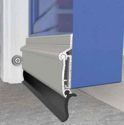 Silver Auto Seal Aluminium Door Draught Excluder Automatic Weather Bar ...