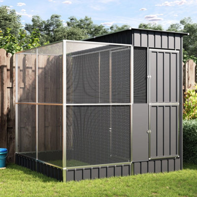 Silver Aviary with Extension 209x203x216 cm Steel Bird Cage