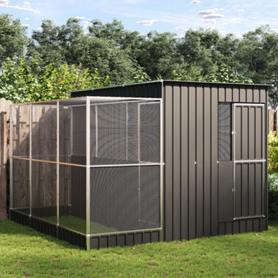 Silver Aviary with Extension 290x303x216 cm Steel Bird Cage