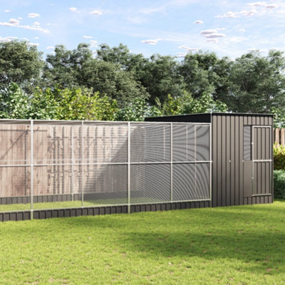 SILVER AVIARY WITH EXTENSION 704X303X216 CM STEEL BIRD CAGE