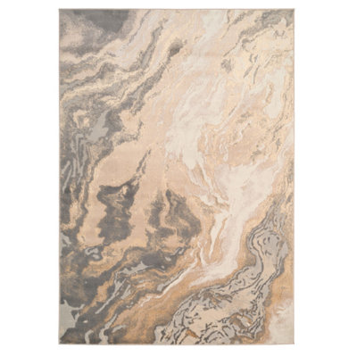 Silver Beige Metallic Marble Lustre Sheen Rug 160x230cm | DIY at B&Q