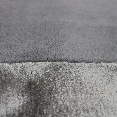 Silver Bordered Wool Handmade Modern Easy to Clean Handmade Rug For ...