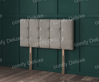 Silver Boucle Teddy 6ft Superking Cube Headboard 20inch