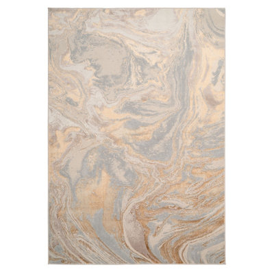 Silver Brown Metallic Marble Lustre Sheen Rug 160x230cm | DIY at B&Q