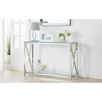 Silver Chrome Frame Console Table