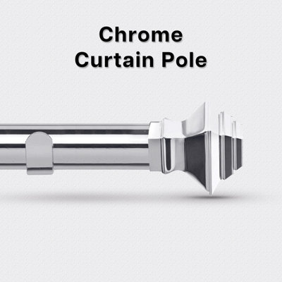 Silver Chrome Lamp Metal Ball Curtain Pole Extendable Curtain Rod 160 ...