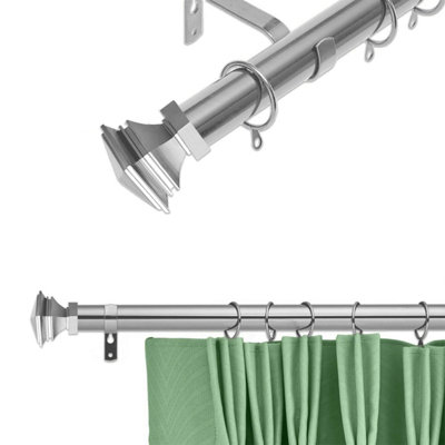 Silver Chrome Lamp Metal Ball Curtain Pole Extendable Curtain Rod 160 ...
