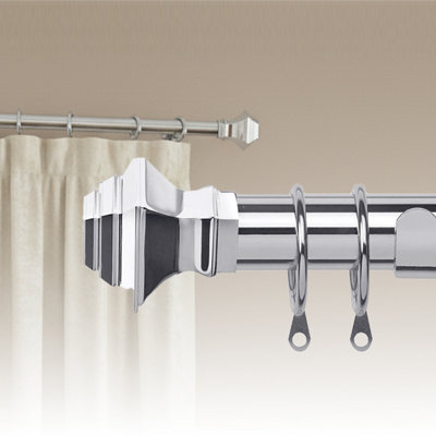 Silver Chrome Lamp Metal Ball Curtain Pole Extendable Curtain Rod 160 ...