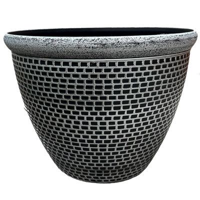 Silver Cromarty Plant Pot Large 36cm Plastic Round Flower Garden Patio ...