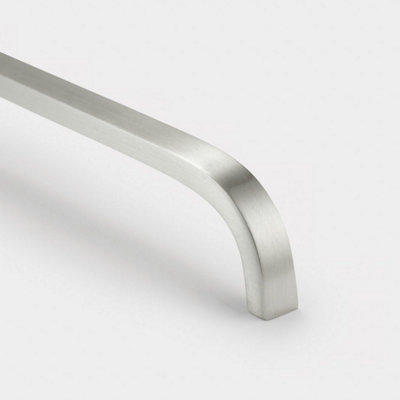 Silver Curved Cabinet D Bar Handle - Solid Brass - Hole Centre 128mm ...