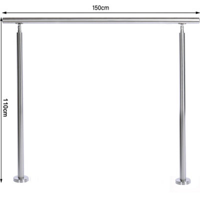 Silver Floor Mount Stainless Steel Handrail for Slopes and Stairs 150cm ...