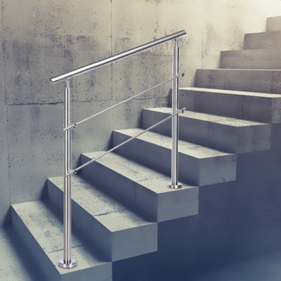 Silver Floor Mounted Stainless Steel Handrail Step Handrail for Indoors ...