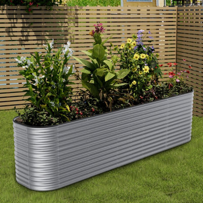 Silver Galvanized Raised Garden Beds Outdoor Large Metal Garden Box ...