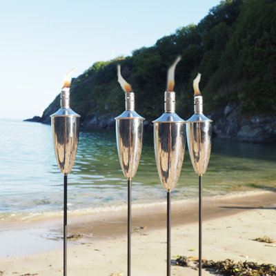 Silver Garden Oil Flame Torches Set of 4