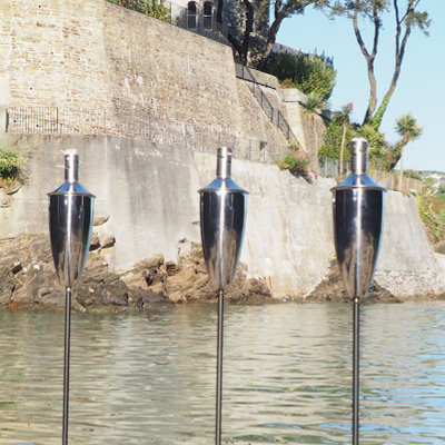 Silver Garden Oil Flame Torches Set of 4