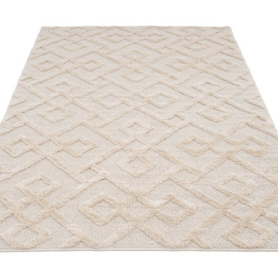 Silver Geometric Lined Abstract Area Rug 120cm x 170cm