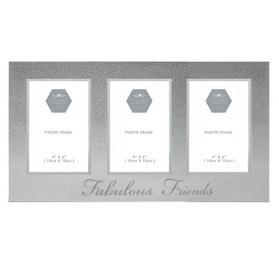 Silver Glitter "Fabulous Friend" Triple Photo Frame - 4X6"