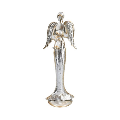 Silver & Gold Angel Wings Sculpture Ornament Statue Metal Decoration ...