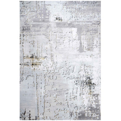 Silver Gold Metallic Transitional Contemporary Abstract Living Area Rug ...