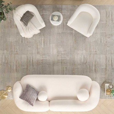 Silver Grey Abstract Modern Living Room Bedroom & Dining Room Rug-274cm ...
