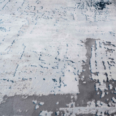 Silver Grey Blue Transitional Contemporary Abstract Living Area Rug ...