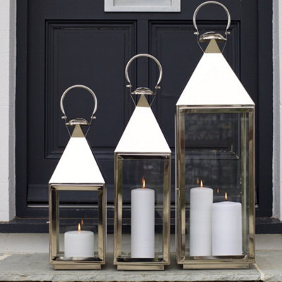 Silver Indoor and Outdoor Metal Lantern Extra Large - Tall Stainess ...