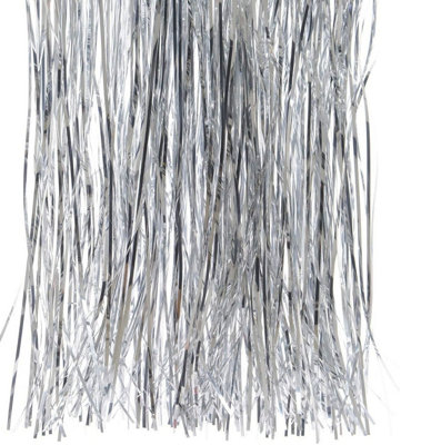 Silver Lametta Foil Tinsel Garland Strands Christmas Tree Decoration ...