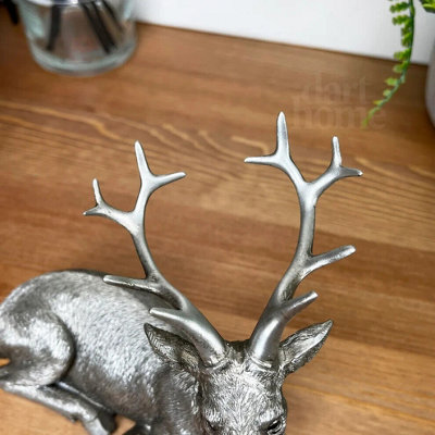 Silver Laying Stag Home Ornament | DIY at B&Q