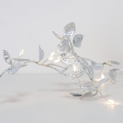 Silver Leaves Pre-Lit String Xmas Table Decoration Christmas Garland ...