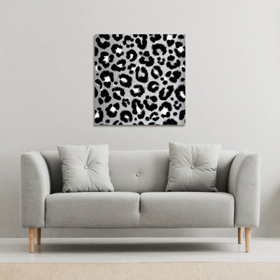 Silver Leopard Print (Canvas Print) / 46 x 46 x 4cm | DIY at B&Q