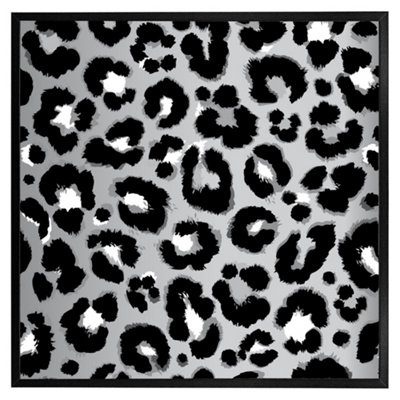 Silver leopard print (Picutre Frame) / 30x30" / Black | DIY at B&Q