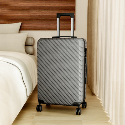 Silver Lightweight Hardside Travel Suitcase with Spinner Wheels 24"