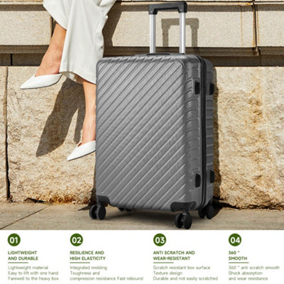 Silver Lightweight Hardside Travel Suitcase with Spinner Wheels 24"