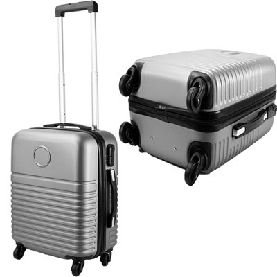 Silver Lightweight Suitcase with Wheels, Handle & Lock